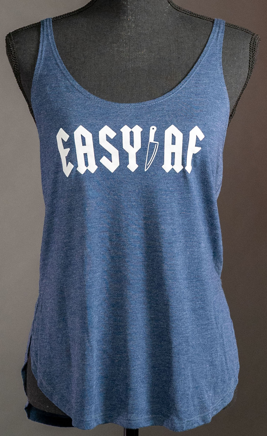 EASY AF Women’s Flowy Tank, Heather Navy [Summer Edition] – CHEF AMANDA ...